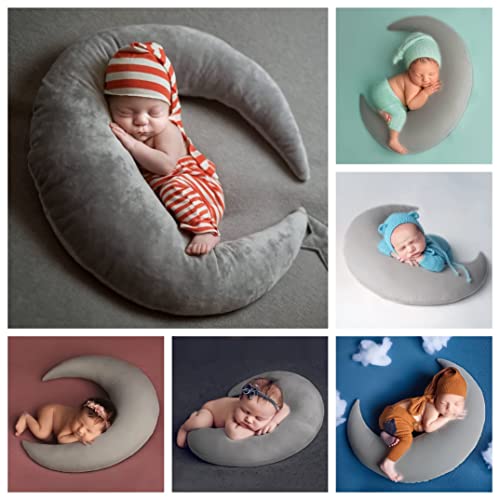 Newborn Photography Posing Pillow Crescent Moon Pillow Star Pillows Posing Beans Moon Pillow Stars Set DIY Newborn Professional Photography Prop (C-Gray)