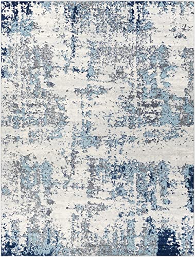 Livabliss Arti Modern Abstract Area Rug,7'10" x 10'3",Dark Blue/Aqua