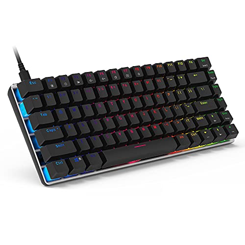NACODEX Mechanical Gaming Keyboard - Compact 82 Keys Anti-Ghosting RGB Backlit - Blue Switches - Programmable Macro - Aluminum Wired Portable Keyboard for Windows PC Gamer