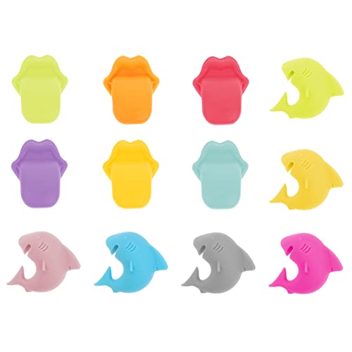 UPKOCH 12Pcs Silicone Drink Markers Wine Glass Markers Tags Shark Tongue Lip Shape for Bar Party Drink Party Wedding Tasting Events Champagne