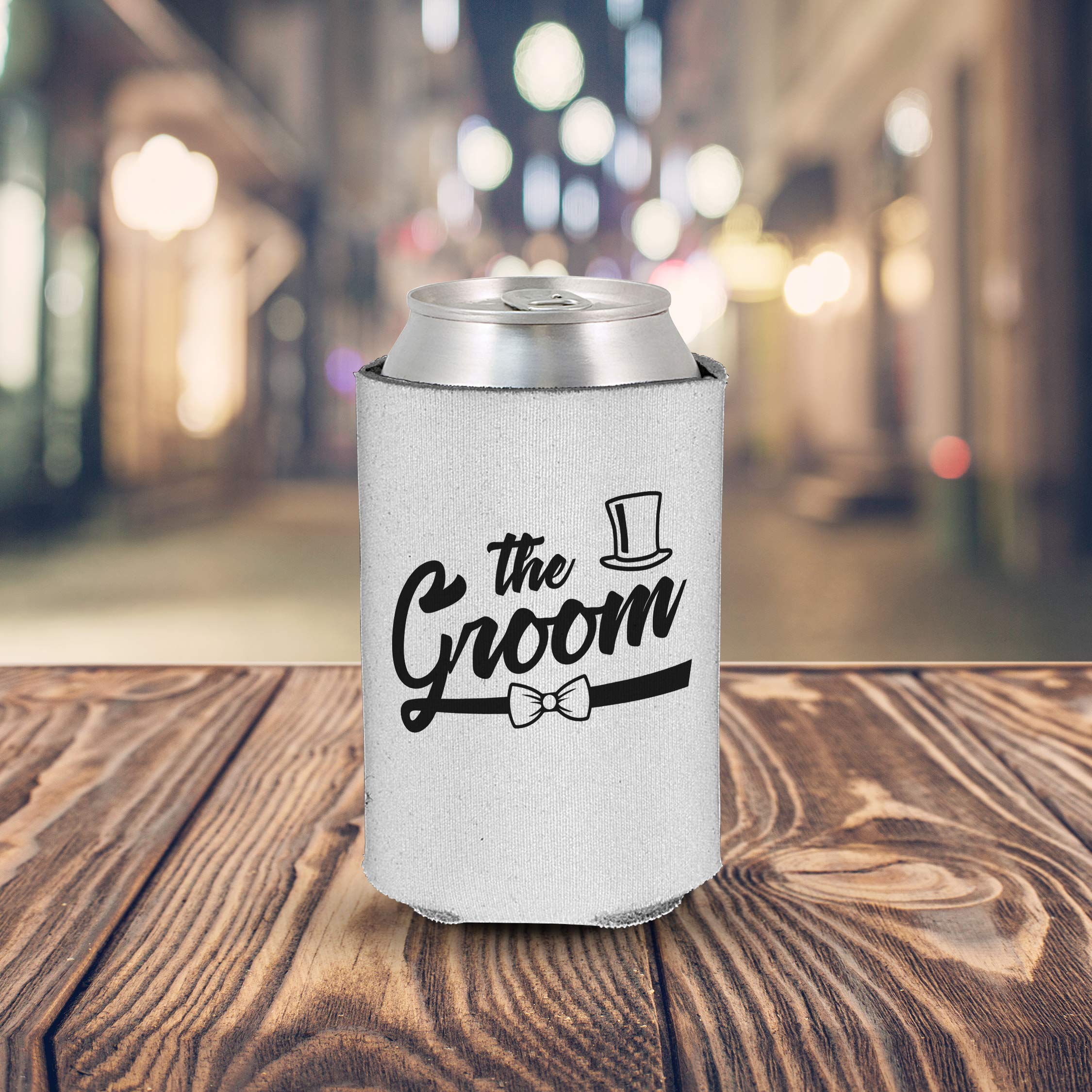 Shop4Ever The Groom and The Groom’s Crew Bow Tie Top Hat Can Coolie ~ Wedding Bachelor Party Beer Can Sleeve Coolers ~ (Crew Hat, 6 Pk)