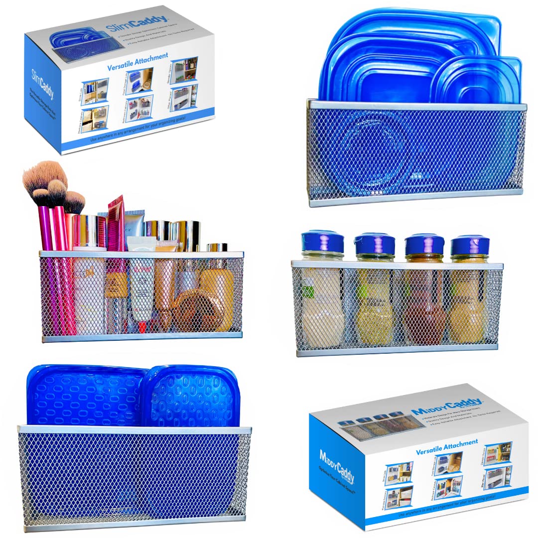 Slim Caddy Original + Middy Caddy Bundle | Cabinet Door Organizer | Kitchen Cabinet Organizer, Bathroom Accessories Storage, Spice Rack Organizer for Cabinet, Under Sink Organizers, and More!