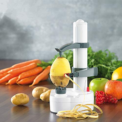 New Electric Spiral Apple Peeler Slicer Fruit Potato Peeling Automatic Battery Powered Machine with Charger European Plug新型电动螺旋苹果削皮器切片机水果土豆削皮自动电池供电机带充电器欧规插头