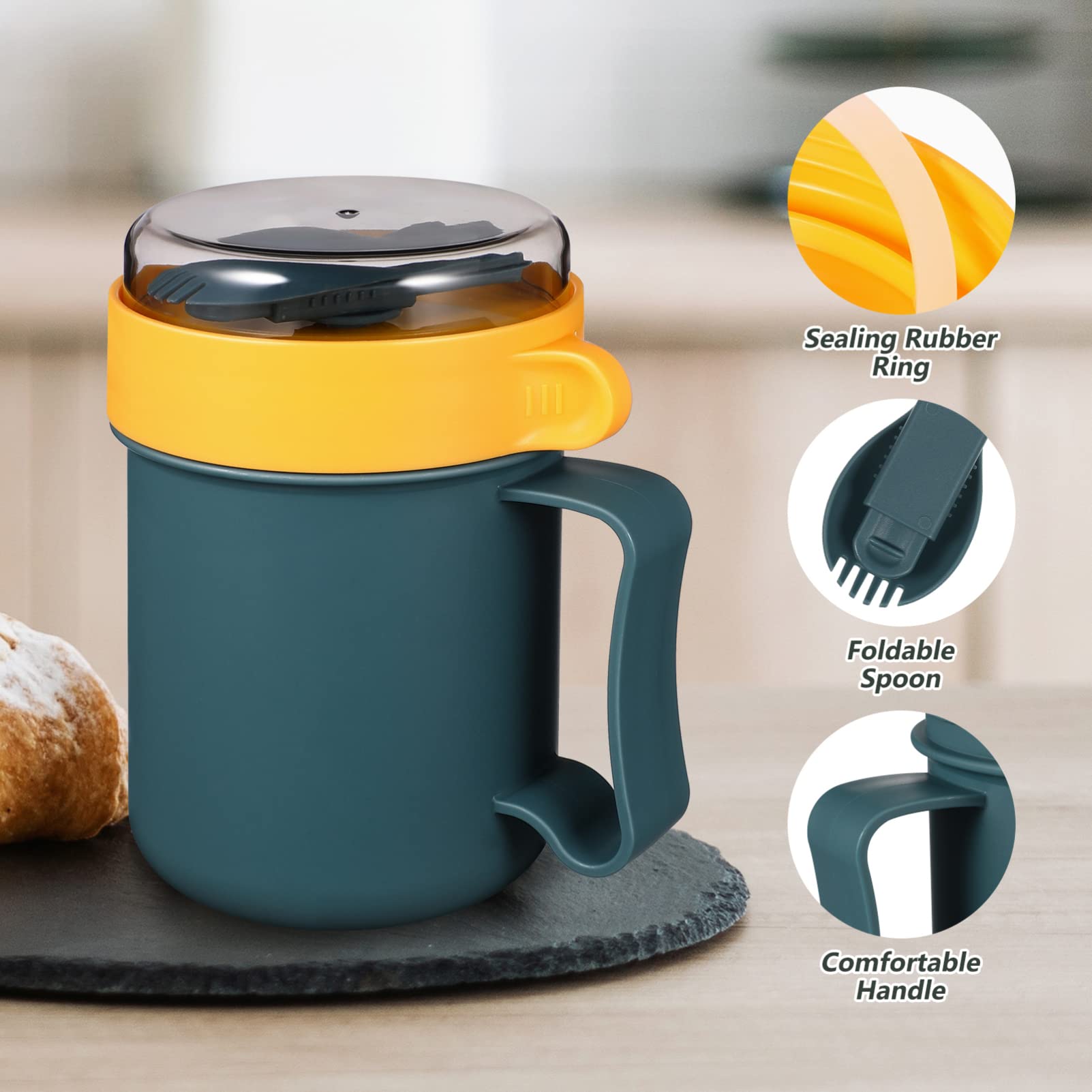 STOBAZA 20Oz Soup Mug, Overnight Oats Container, Microwavable Soup Jars with Lid and Scoop for Portable Breakfast and Lunch, Reusable To-go Cups for Yogurt Oatmeal, Cereal, Milk-shake