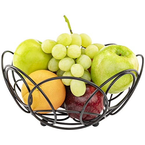 Southern Homewares SH-10237 Fruit Basket Round Decorative Bowl for Kitchen Counter Aged Bronze Color 10 3/8-inch Diameter
