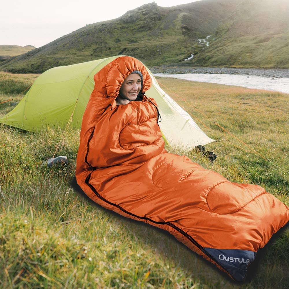 OUSUTLE Double Sleeping Bag for Adults, 2 Person Sleeping Bag with 2 Pillows for Backpacking Camping Hiking, Queen Size Cold Weather Sleeping Bag for Couples & Family Traveling