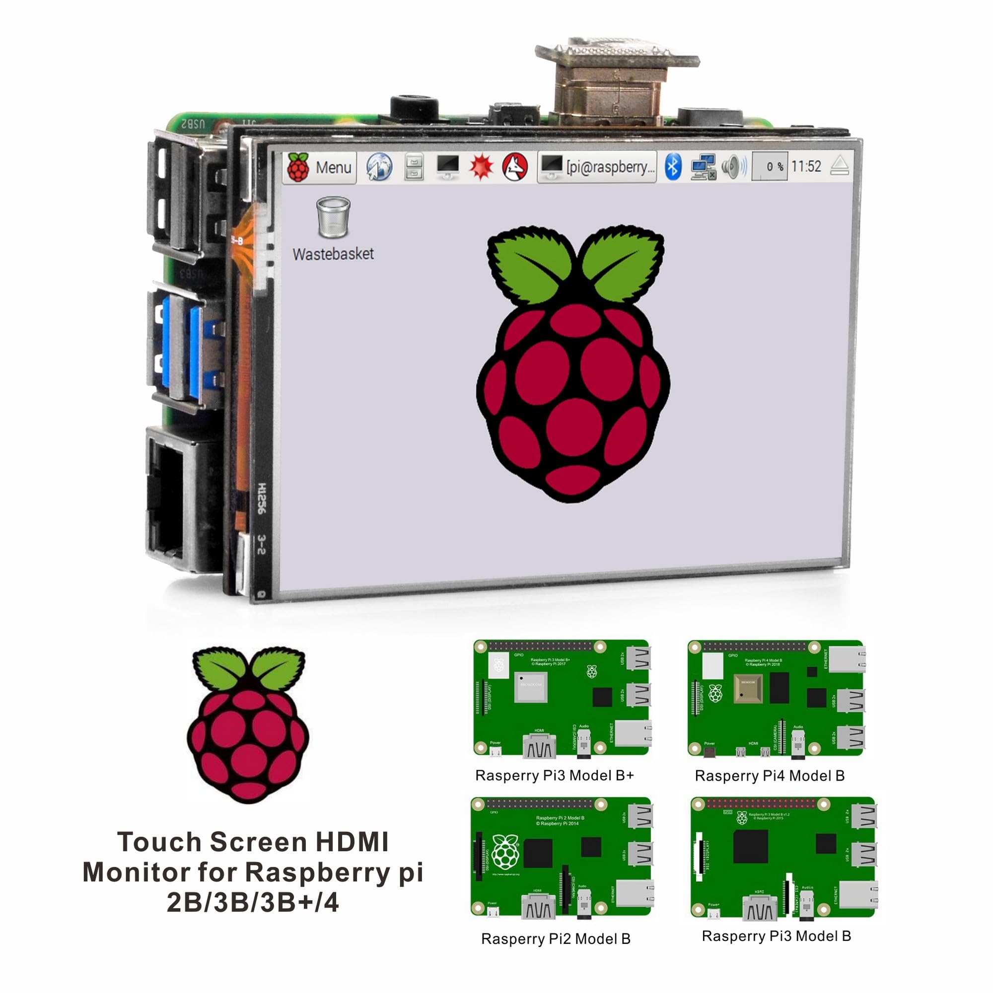 OSOYOO 3.5 inch HDMI LCD Touch Screen Monitor Display TFT 480 * 320 Pixel Resolution for Raspberry Pi 5 4 3 Model B B+ 2 with Stylus Pen