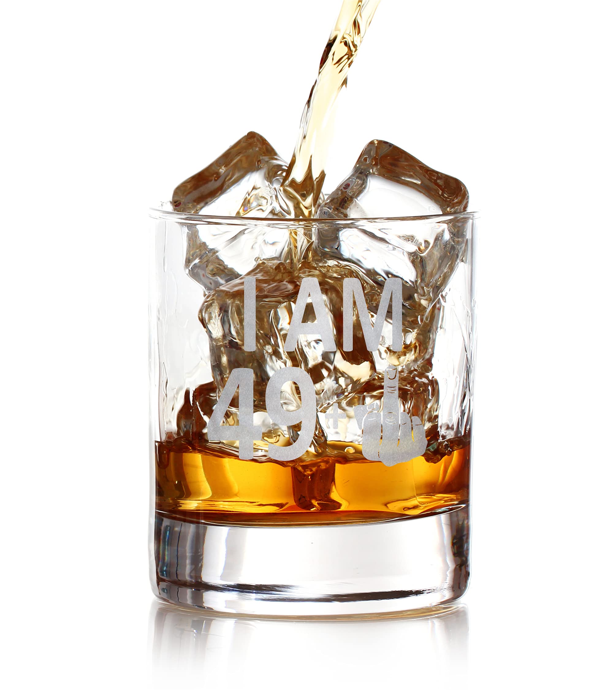 Promotion & Beyond I AM 49 PLUS 1 Whiskey Glass - Funny Sarcastic Finger 50th Birthday Gift