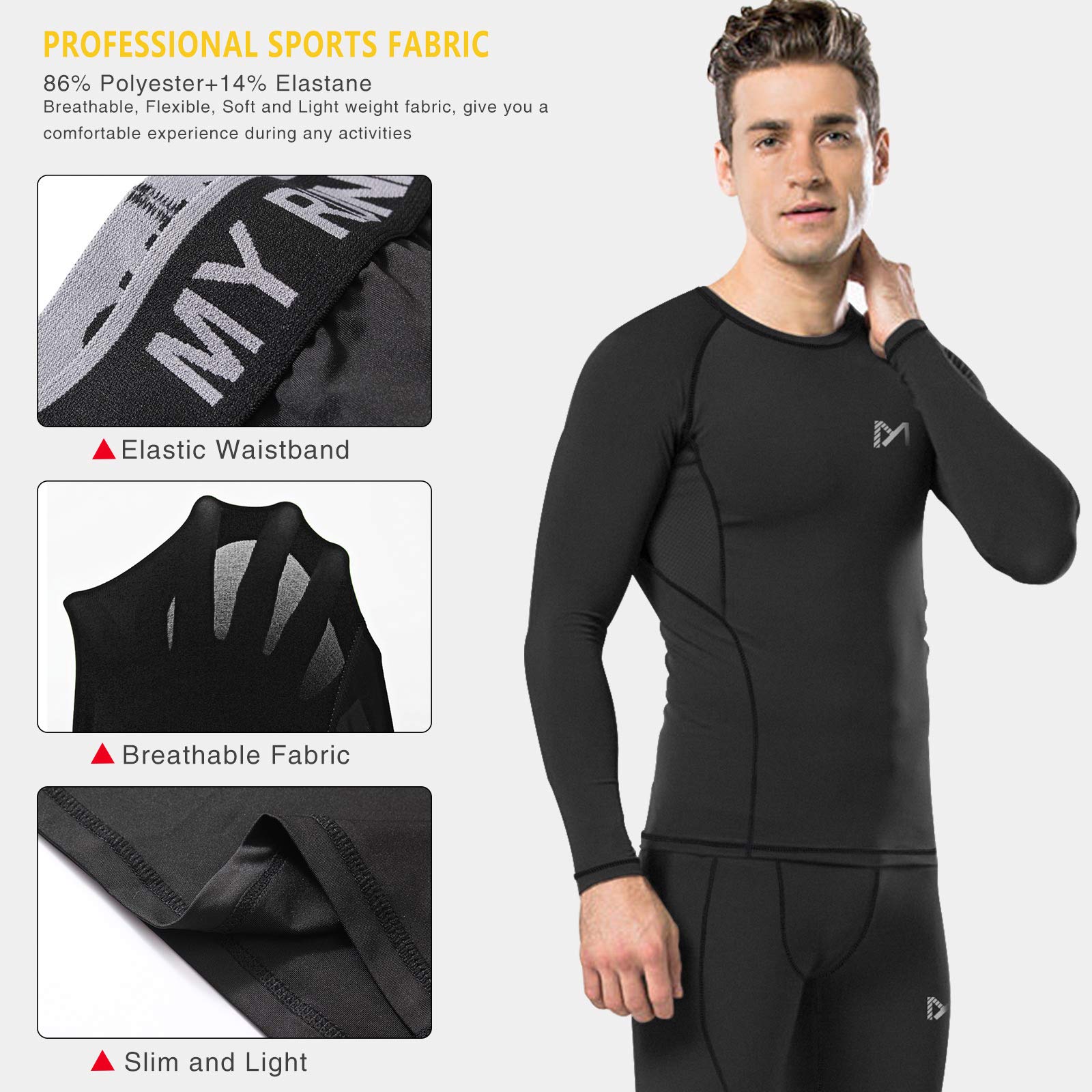 MEETYOO Thermal Underwear for Men, Men's Base Layer,Men's Long Johns Lined with Hunting Gear Green