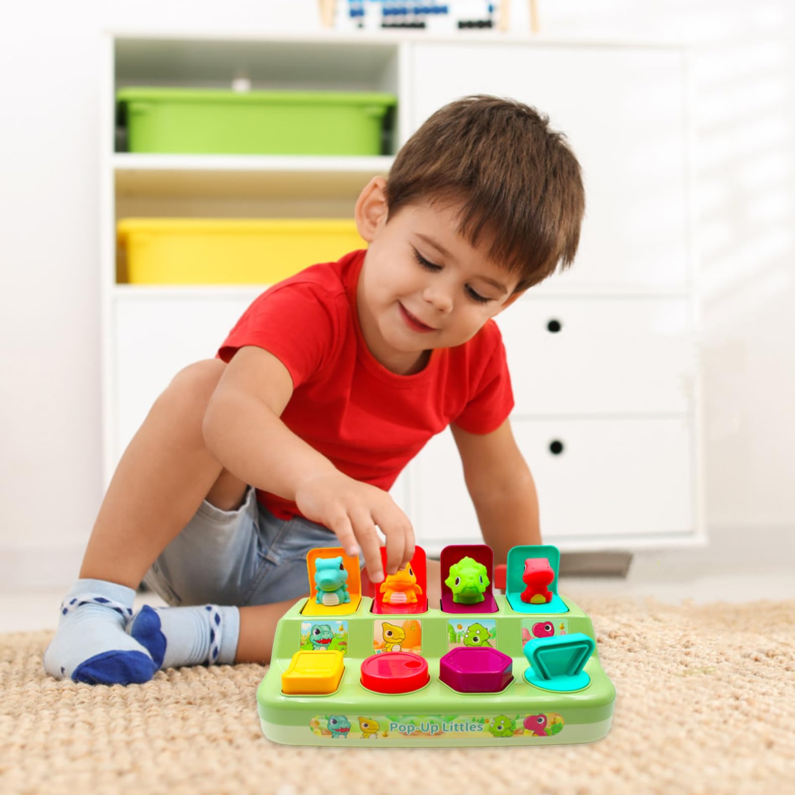 VONKAKOO Dinosaur Pop-Up Pals Cause and Effect Baby Toy, Early Developmental Toddler & Kids Gift, Ages 18 Months+
