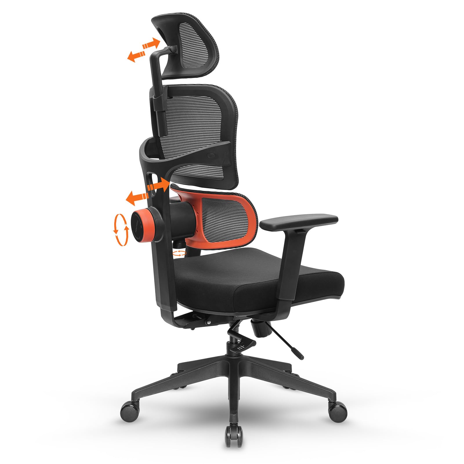 Newtral Ergonomic Office Chair, Computer Desk Chair, Reclining High Back Mesh Chair with Footrest, Unique Adjustable Lumbar Support Headrest, 4D Armrest Lumbar Support Backrest for Office Home Gaming