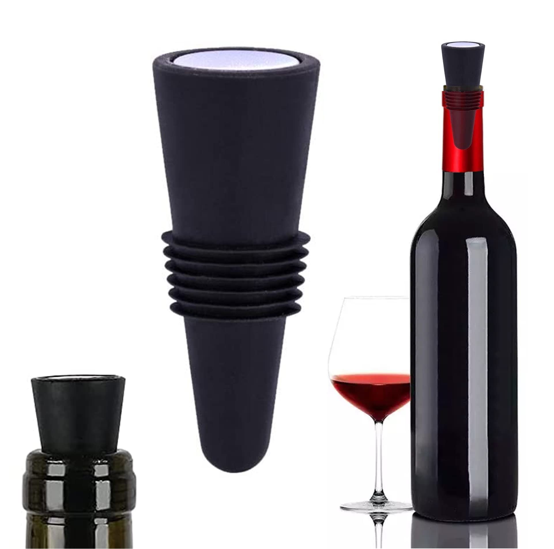 Wine Stoppers For Wine Bottles β 5 Vacuum Wine Corks for Wine Bottles and 1 Rubber Wine Sealer for Wine Bottles Best Wine Bottle Corks - in Gift Box