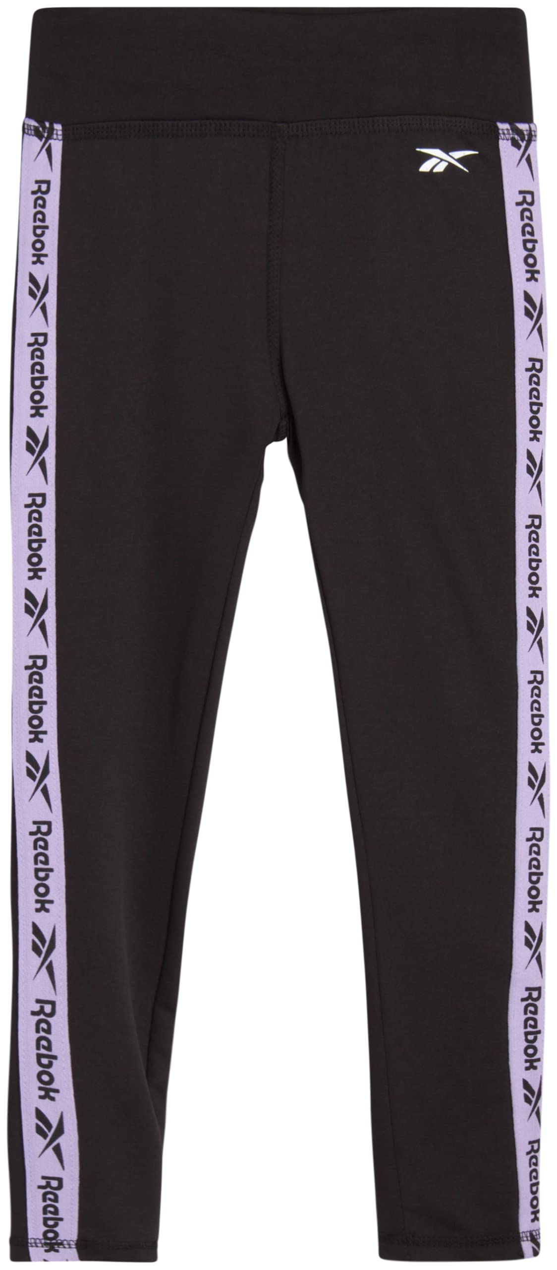 Reebok Girls' Leggings Multipack - 4 Pack Performance Stretch Pants Kids Clothing Bundle, Size 7, Lilac/Black/Grey/Dye