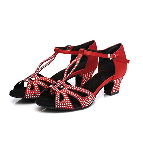 Pierides Women's Rhinestone Ballroom Dance Shoes Latin Salsa Performance Wedding Dance Shoes,2" Heel,6.5 US