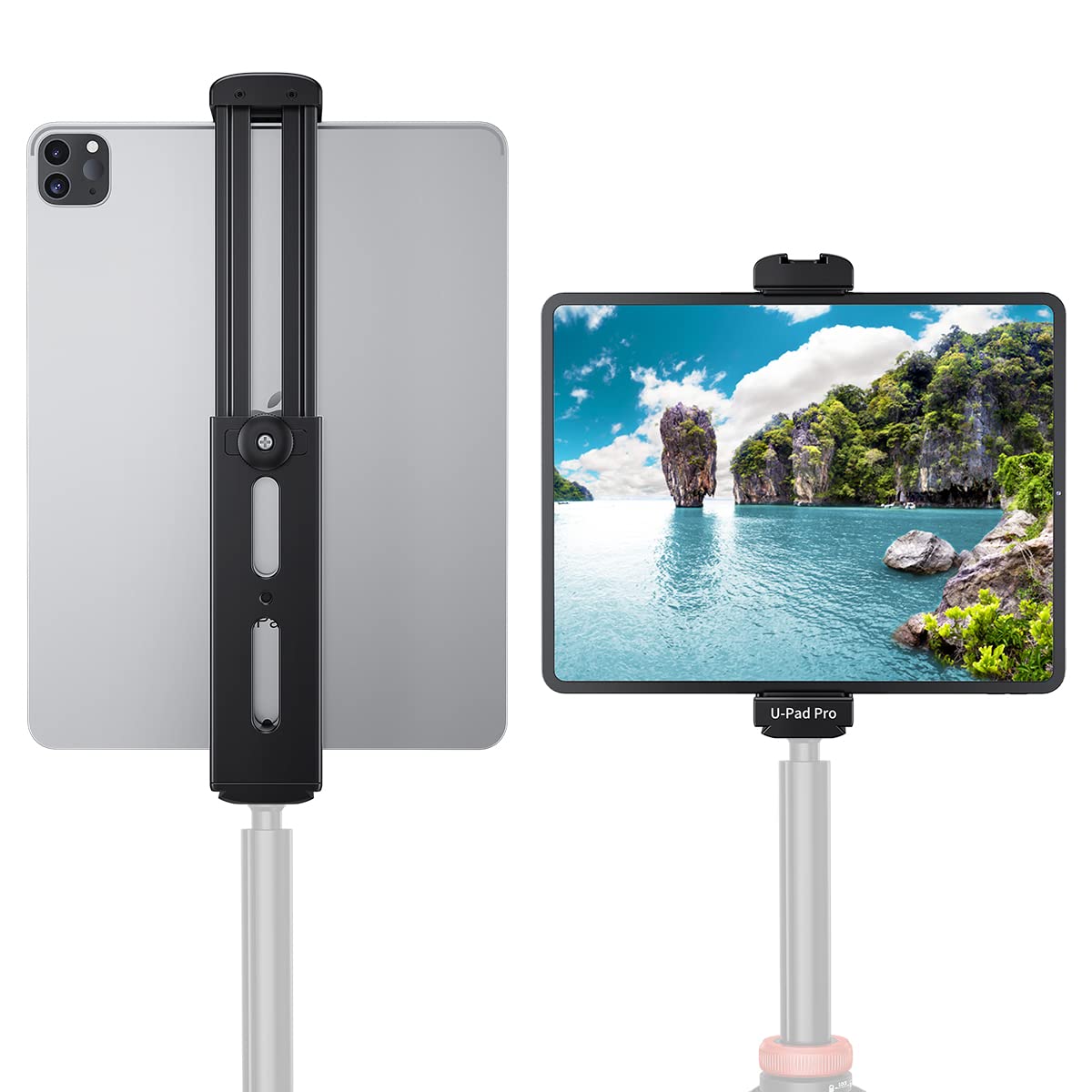 VRIG Select iPad Tripod Mount, iPad Holder with Cold Shoe Acra Swiss, Aluminum Metal Tablet Tripod Adapter, for iPad Pro 12.9, iPad Air Mini 3 4, Galaxy Tab, Surface Pro 8(4.9-9.8’’)