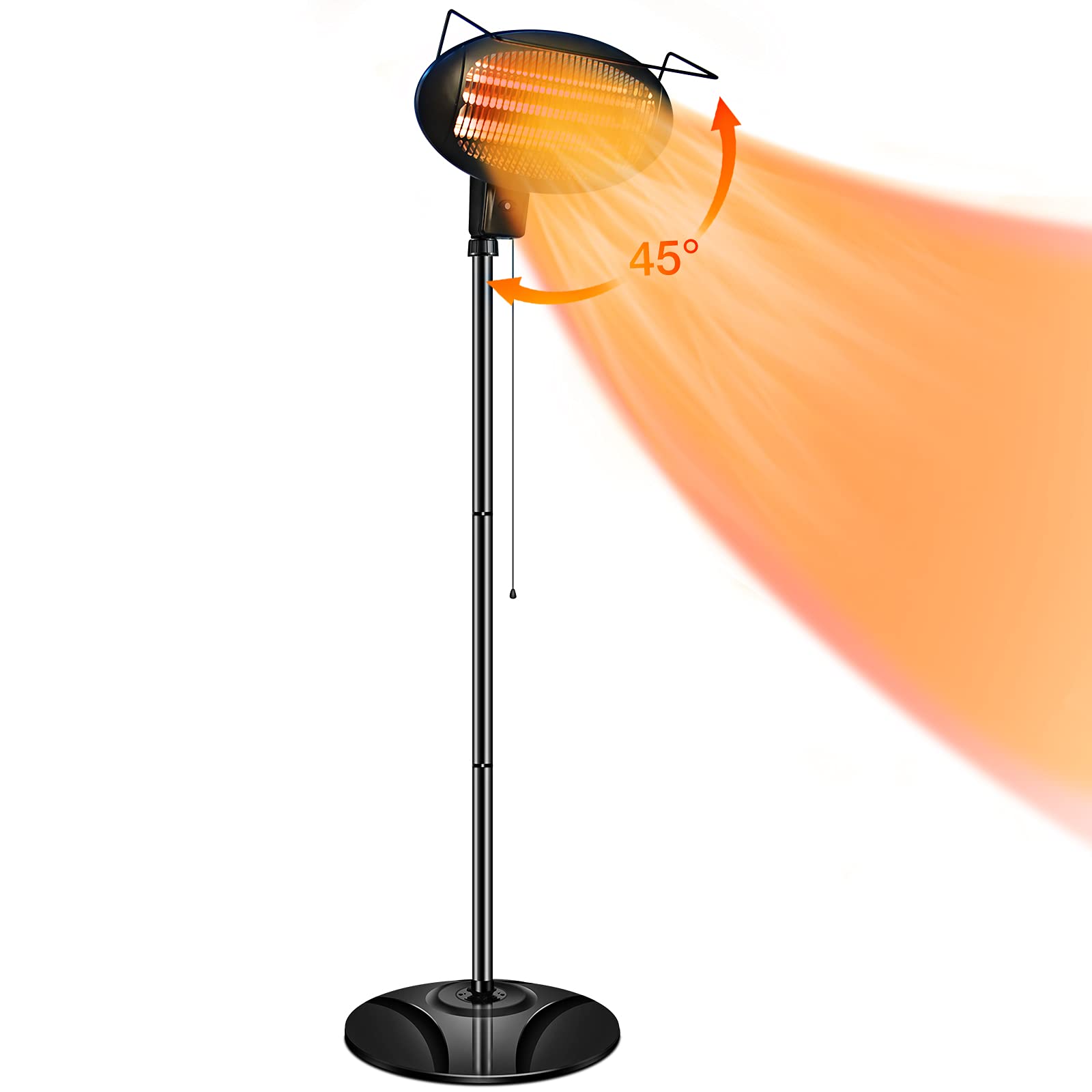 TRUSTECH Patio Heater - Outdoor Heater with 3 Ajustable Heating Modes of 500/1000/1500W, 3s Rapid Heating & Waterproof IP34 Outdoor Patio Heater with Tip-Over Protection, Balcony, Backyard, Garage use