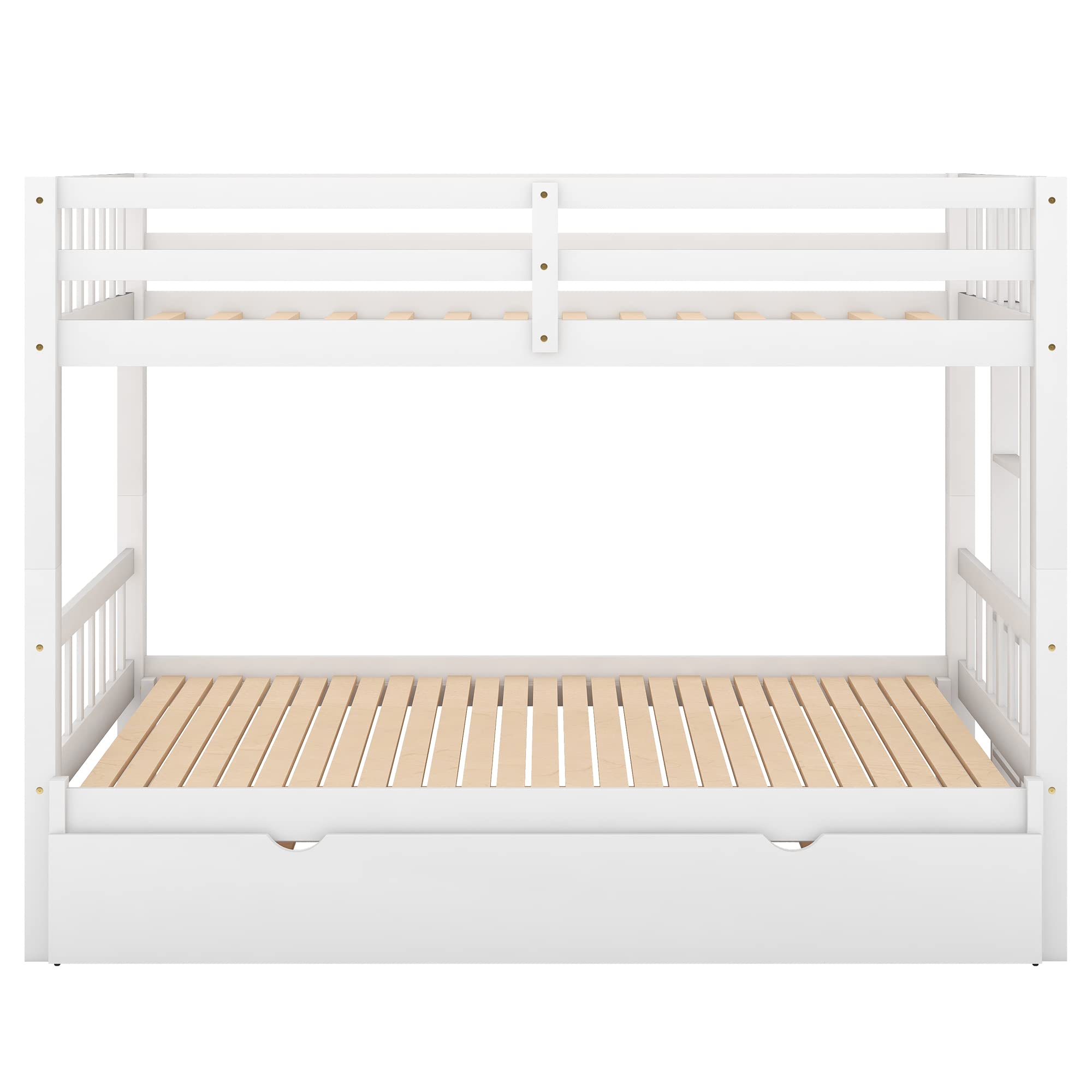 LostCat Twin Over Twin & King Bunk Bed with Trundle,Bottom Bed Can Convertible into Twin, Full, King Size,Pull-Out Multi-Functional Bunk Bed Can for 4 People, White