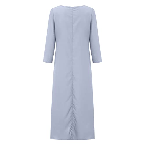 Tenworld Winter Long Sleeve Maxi Dress for Women Asymmetrical Hem Button Down V Neck Casual Dresses Flowy A Line Swing Pink
