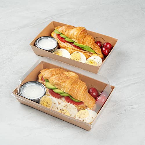 Restaurantware Matsuri Vision 8 x 5 x 1.5 Inch Medium Sushi Trays 100 Greaseproof Sushi Packaging Boxes - Lids Sold Separately Disposable Kraft Paper Sushi Containers For Entrees Or Desserts