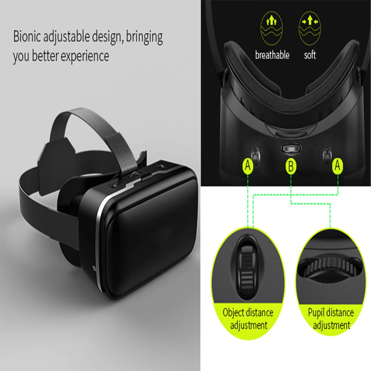 VR 3D Virtual wearable display with Headphones Audio Position Discrimination Headset Glasses 360 ° 3D Space Immersion Experience Compatible with iOS and Android