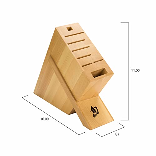 Shun Cutlery 8-Slot Kickstand Knife Block, Made from Beautiful Blonde Beech Wood, Authentic, Japanese Universal Knife Block, Knife Holder for Kitchen Counter