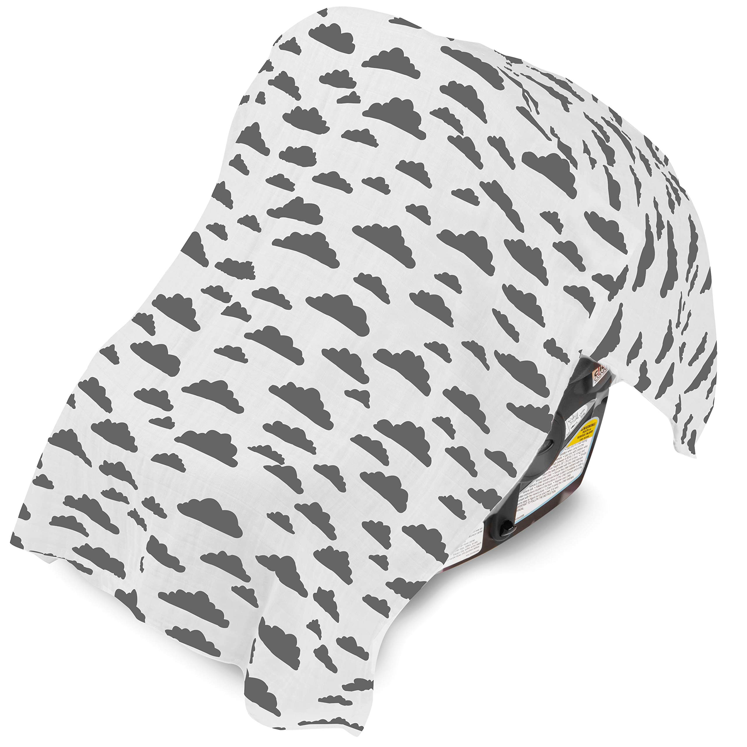 Muslin Swaddle Blankets – Soft Pure Cotton Muslin Blankets – 4 Pack of Breathable Swaddle Blankets – Unisex Baby Swaddle Blanket in Grey Black Designs – Multi Use Muslin Blankets – 47 x 47 inches