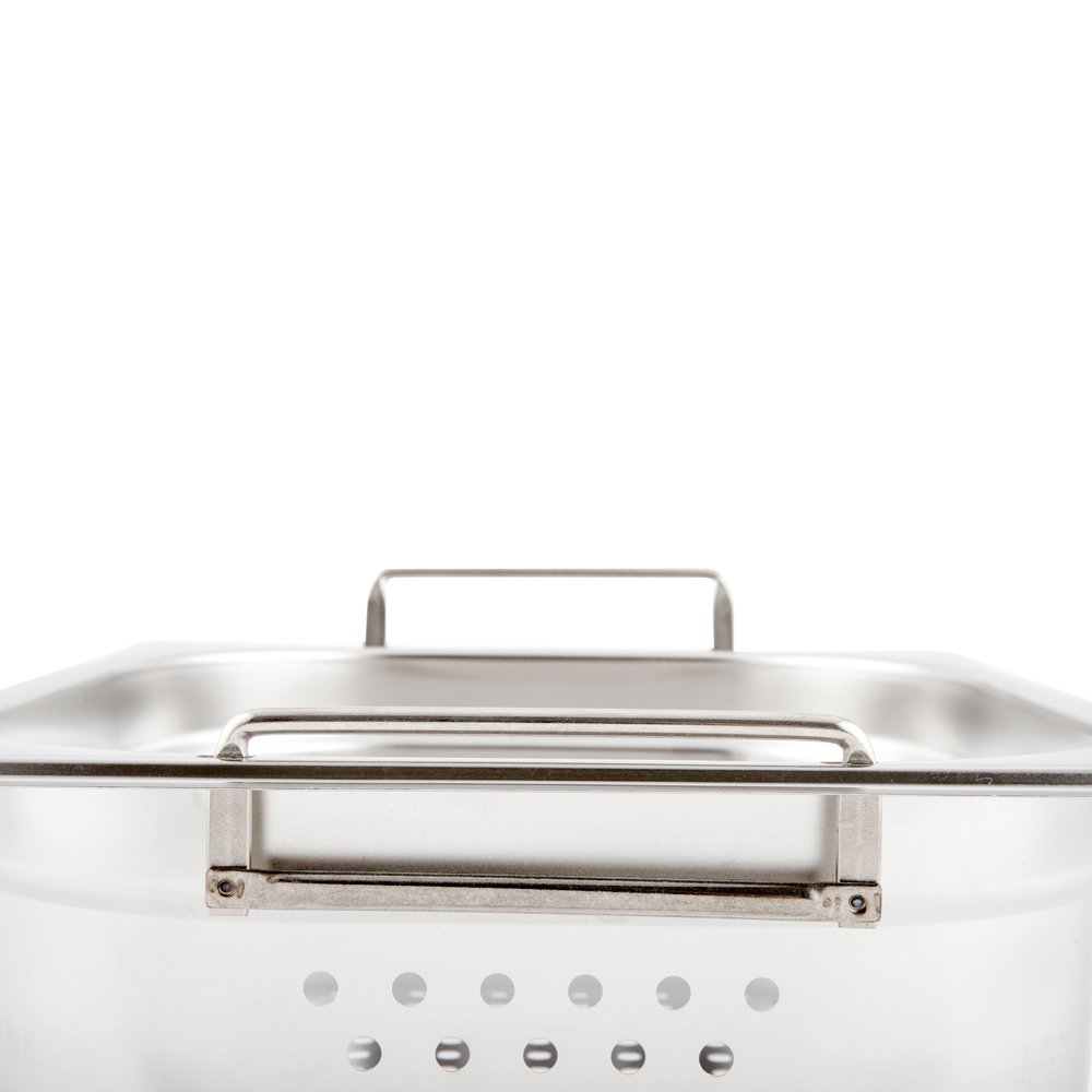 Restaurantware Perforated Steam Table Pan - Half Size - 4" Deep - Collapsible Handles - Anti Jam - Commercial Grade Stainless Steel - 1ct Box - Met Lux