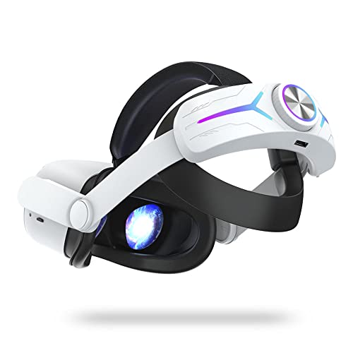 VR Charging Headwear Adjustment No Pressure on The Face for Oculus Quest 2 Headband Replacement Enhanced Support (White)