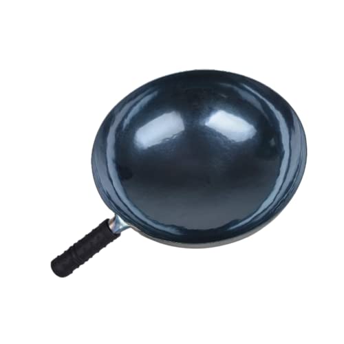 shuoguoleilei Chinese Hand Hammered Iron Woks Set, Non-stick No Coating Preseasoned Wok Blue Round Bottom Wok Pan For Electric, Induction and Gas Stoves (Blue Black-14)