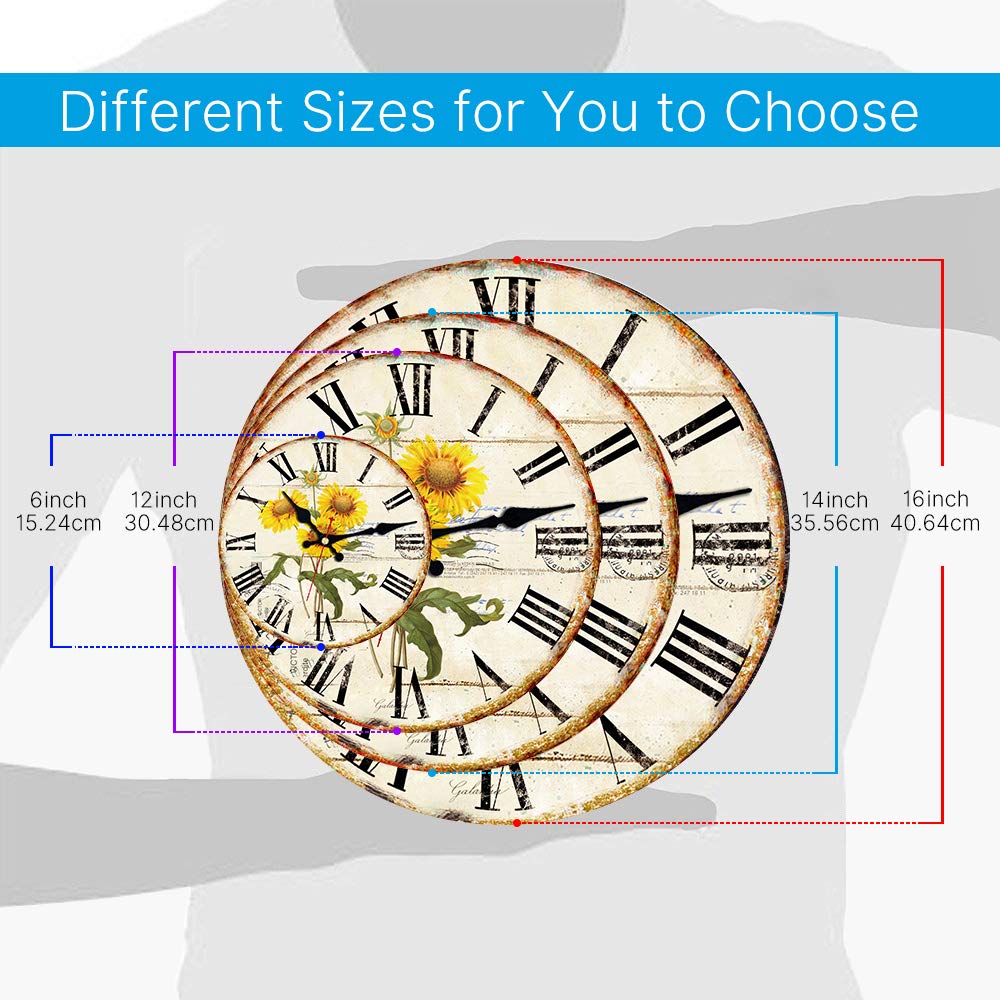 MEISTAR Modern Style Non-Ticking Silent 14 Inch Wood Wall Clock,Office and School Decorative Big Round Easy to Read Starfish Sea Creatures Becah Pattern Wall Clock