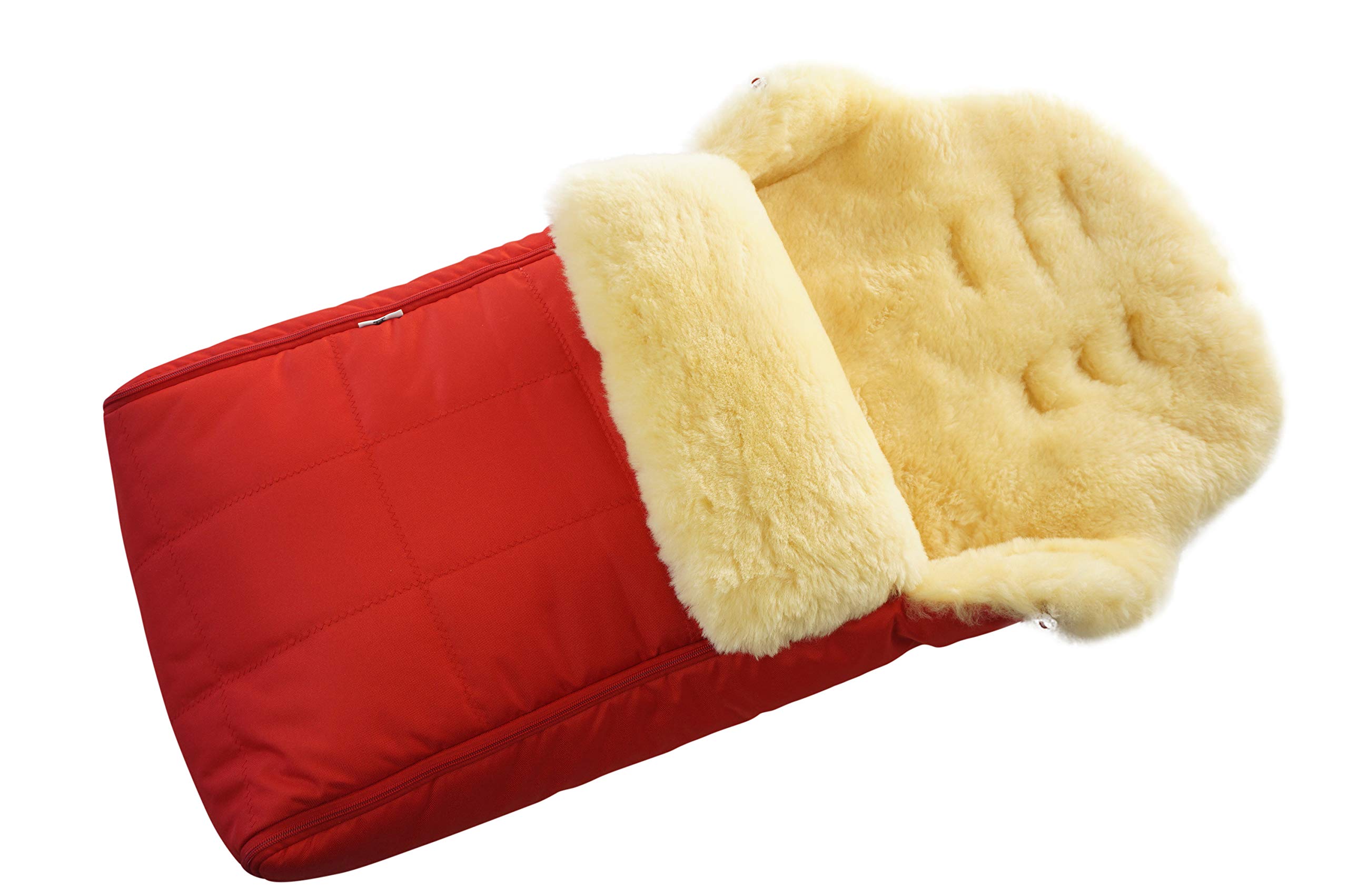 MILABERT Genuine Premium Quality Sheepskin Baby Footmuff | Bunting | Bag | Stroller Warmer-US (Red)