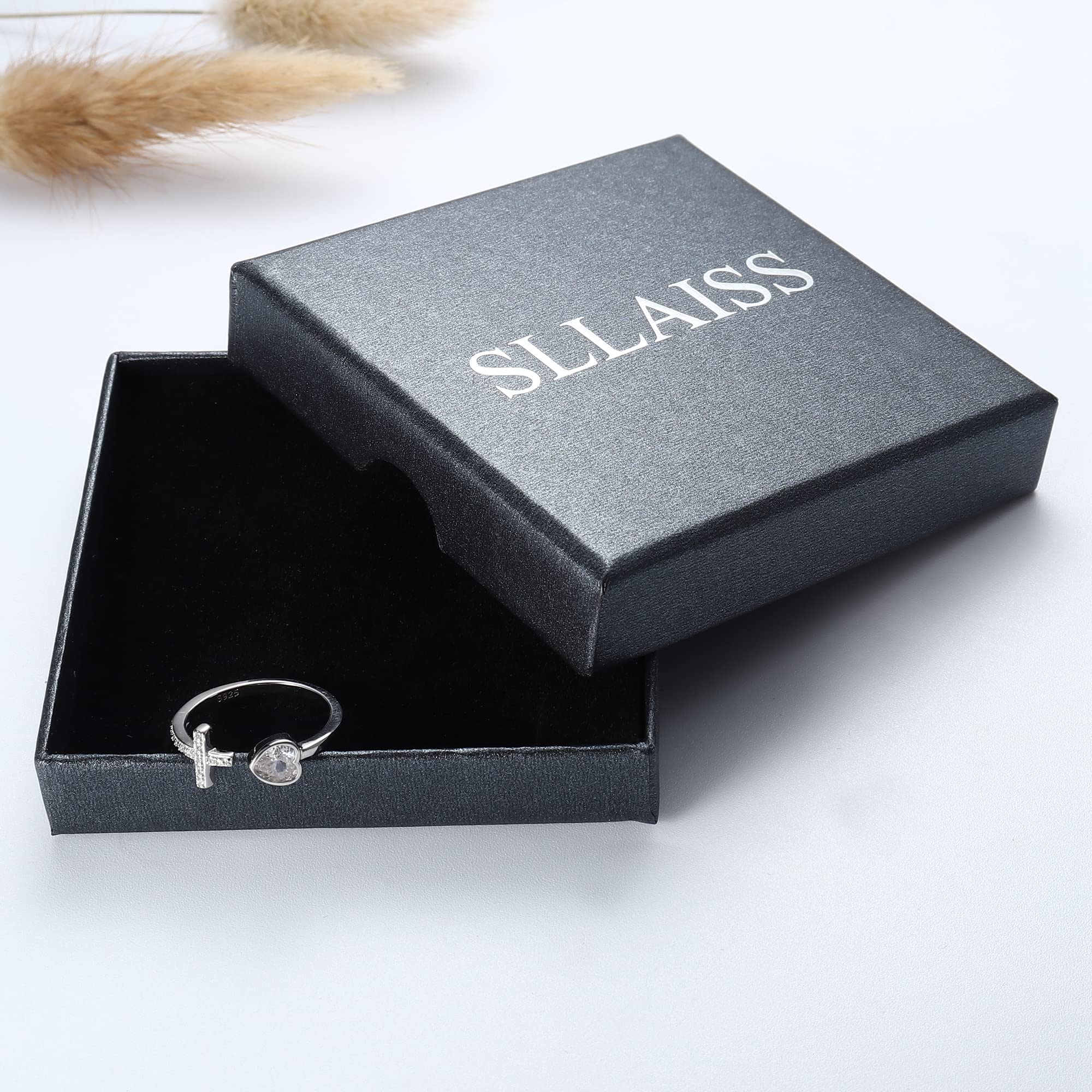 Sllaiss 925 Sterling Silver Heart Cross Rings for Women 5A CZ Open Stacking Ring Christian Religious Cross Knuckle Ring (Silver 2)