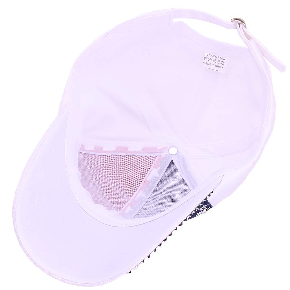 oaesc Patriotic American Flag Baseball Cap USA Bling Sparkle Hat for Women 4th July Summer Sun Cap White