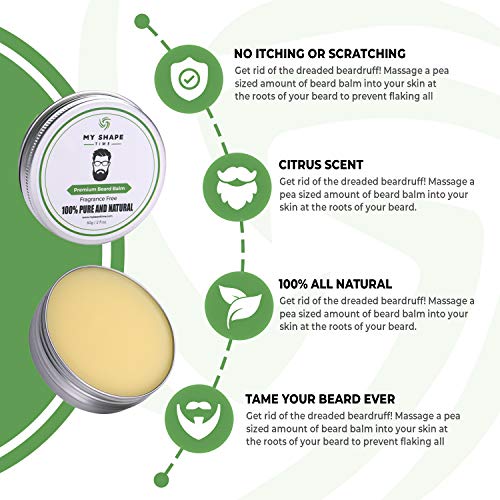 Myshape Time Beard Balm For Men Leave-in Conditioner Natural ingredients Beard & Mustache Moisturizer Balm for Men Grooming - Beard Softener Gives shine, Strength and Smooth Shape to Any Beard Style