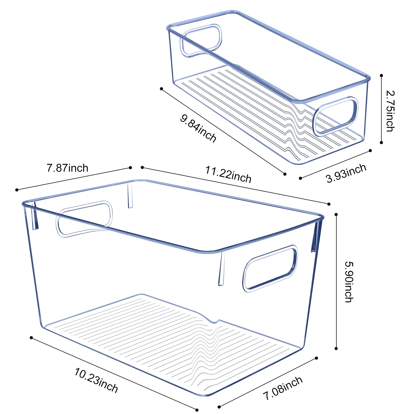 SKYJUNS 8 pack Clear Plastic Storage Bins, Pantry Organization and Storage, Clear Organizing Bins for Kitchen Organization, Freeze Storage, Cabinet Organization (4L+4S)