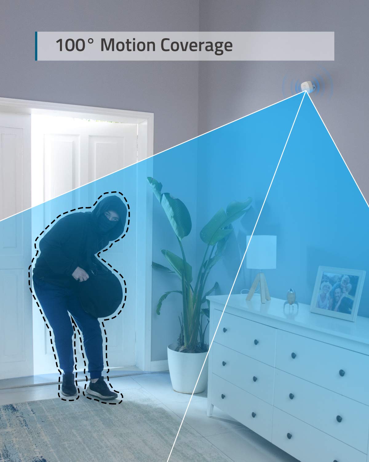 Motion Sensor, eufy Security Home Alarm System, 100° Coverage, 30 ft Detection Range, 2-Year Battery Life, Adjustable Sensitivity, HomeBase Required, Optional 24/7 Protection Service, Home Security
