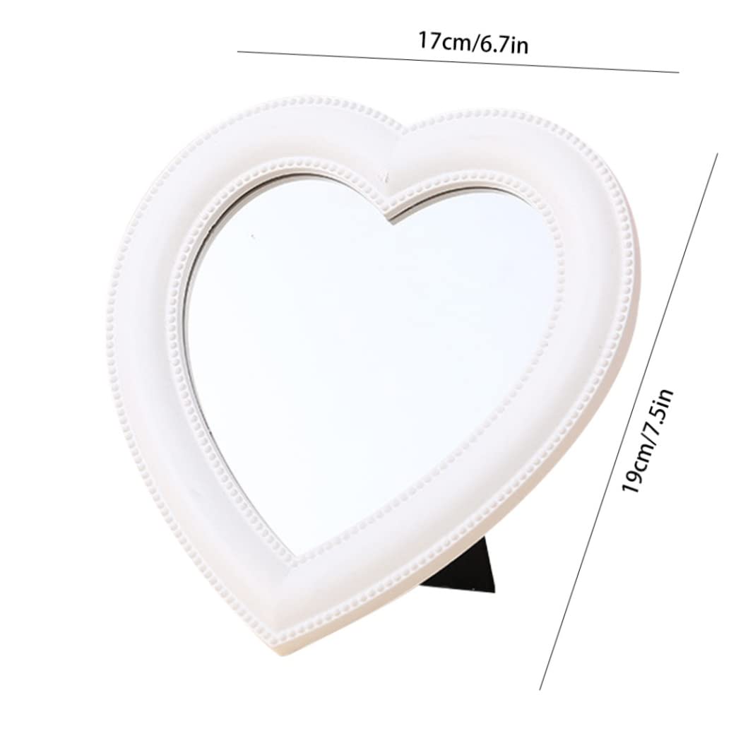 VumSyme Vanity Mirror, Makeup Mirror Vanity Mirror Desk Cosmetic Mirror Heart Shape Mirror for Women Ladies Girls Pink Makeup Mirror Desk Mirror