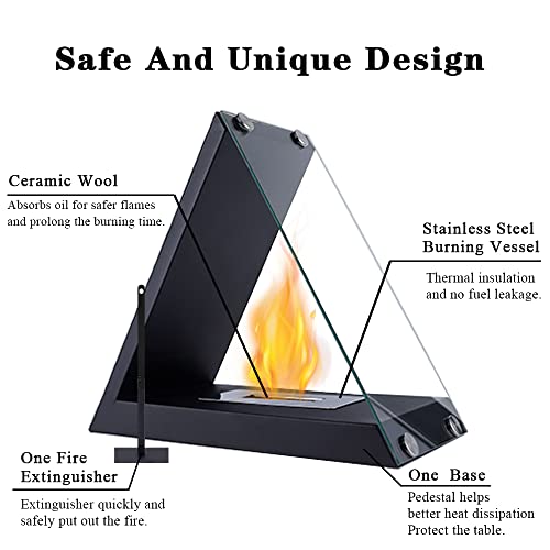 NEWIMAGE Tabletop Fire Pit, Fire Bowl 14.5" H Portable Tabletop Fireplace Clean Burning Bio Ethanol Ventless Fireplace for Indoor Outdoor Patio Parties Events(Triangles)