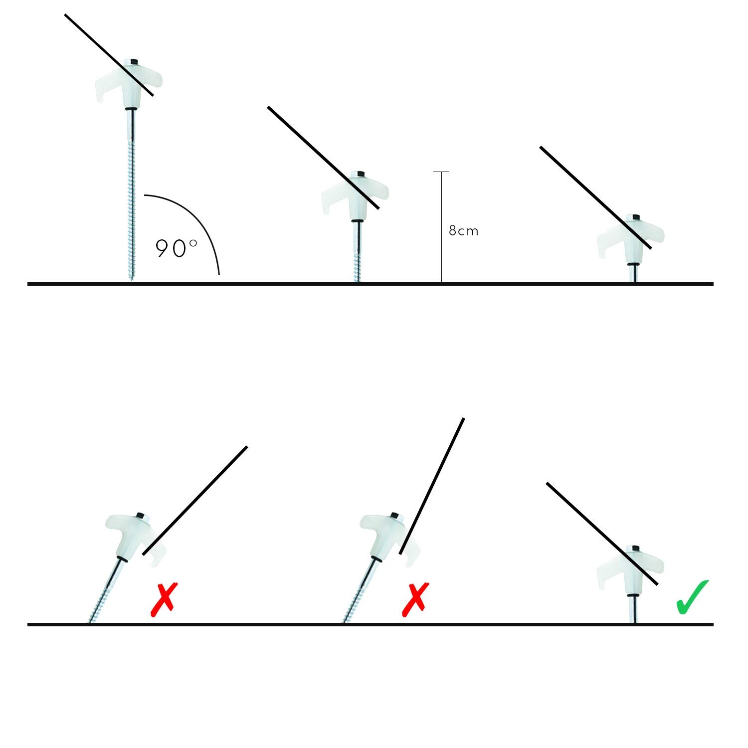 Outback Element® - 15 Tent Stakes Heavy Duty with Glow in The Dark Heads + Bonus Canvas Carry Pouch and Hex Drill Bit