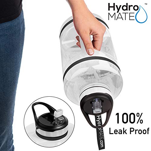 NatureWorks HydroMATE Gallon Water Bottle with Straw BPA FREE Leak Proof Reusable Water Bottle with Times to Drink Marked Hourly 128 oz