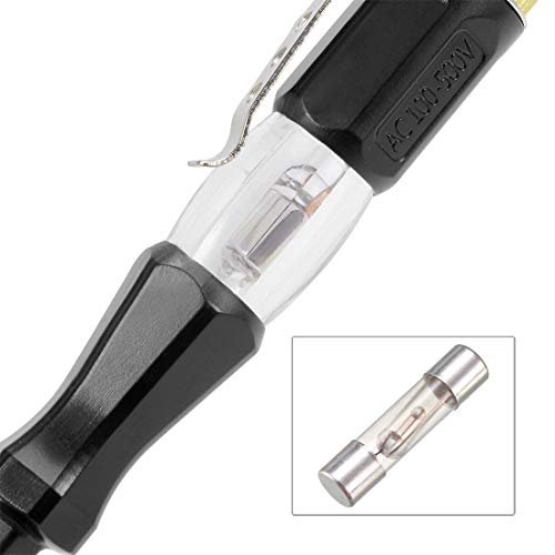 uxcell Voltage Tester AC 100-500V with 3mm Slotted Screwdriver with Clip for Circuit Test, Black