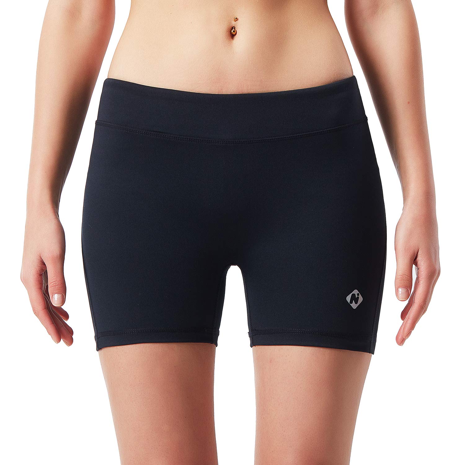 NAVISKIN Women's 4" Active Volleyball Shorts Training Workout Tights Compression Shorts Black Size XL