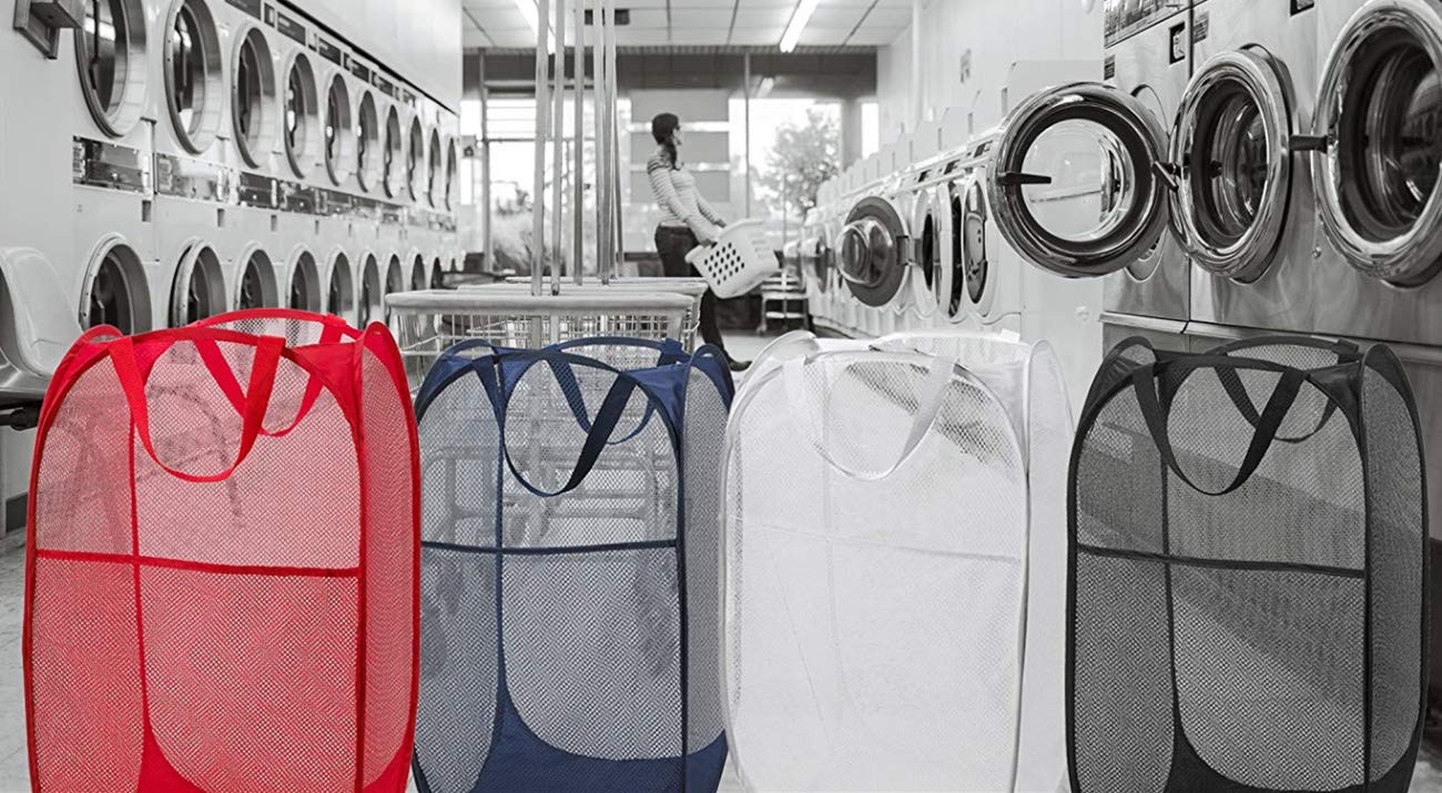 Portable Large Rectangle Laundry Basket with Carry Handles Big Heavy Duty Pop Up Nursery Clothes Hamper Folding Mesh Room Organizer Storage Red