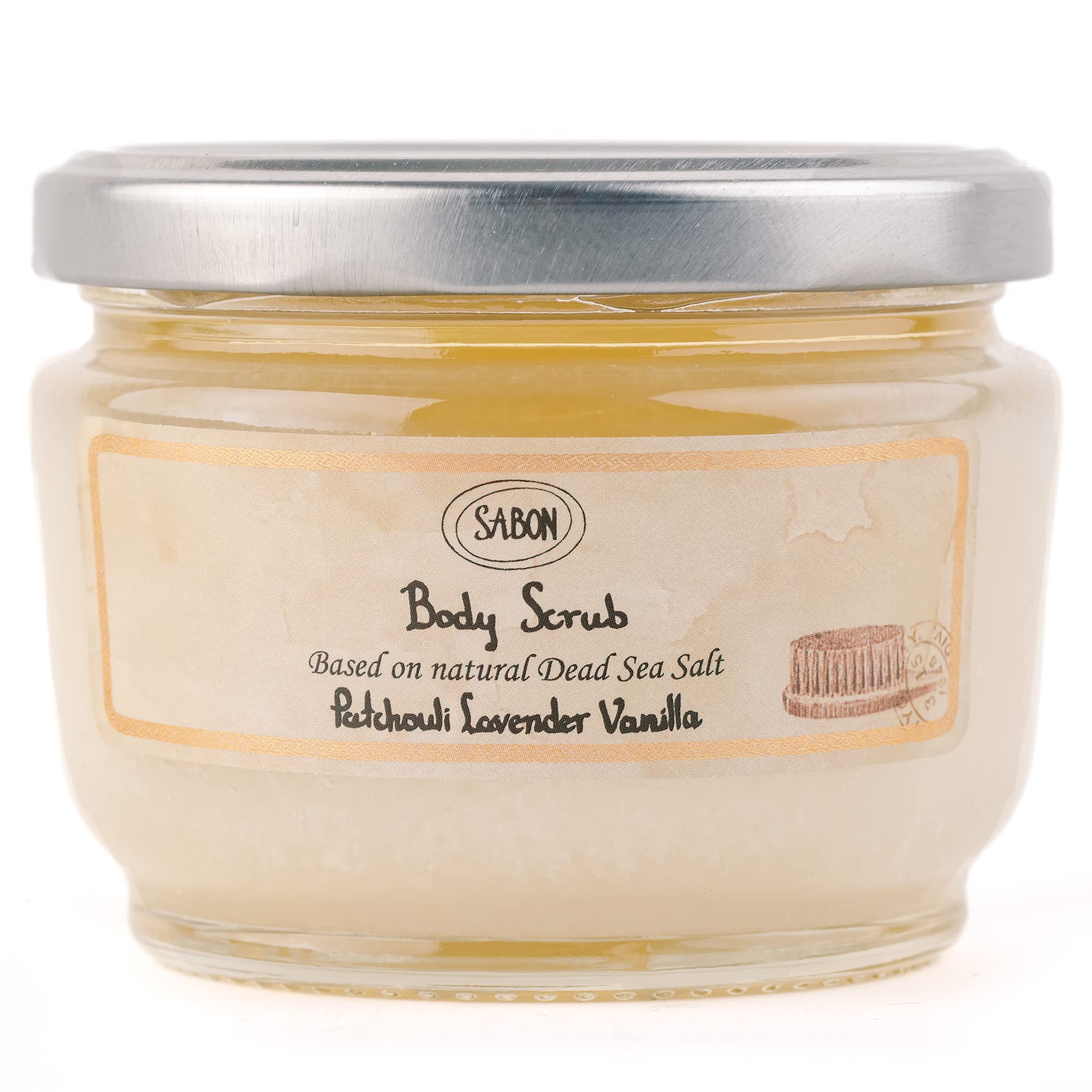 Sabon Body Scrub β Patchouli Lavender Vanilla | Exfoliating Dead Sea Salt Body Scrub | Patchouli, Lavender, Vanilla | For All Skin Types | 11.3 Oz