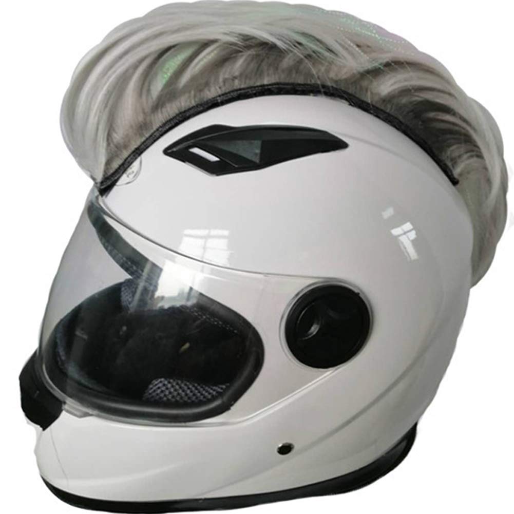 Pearlead Helmet Mohawk Wig Adhesive Accessories Kids Mohawk for Motorcycle Bicycle Ski Snowboard Helmet Hair Reusable Design Silver Gary