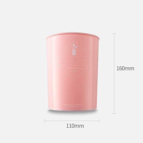 LMMDP Silicone Spatula Set Kitchen Utensils Non-stick Pan Special Leakage Cooking Spatula High Temperature Resistant Wooden Handle Baking Storage Bucket
