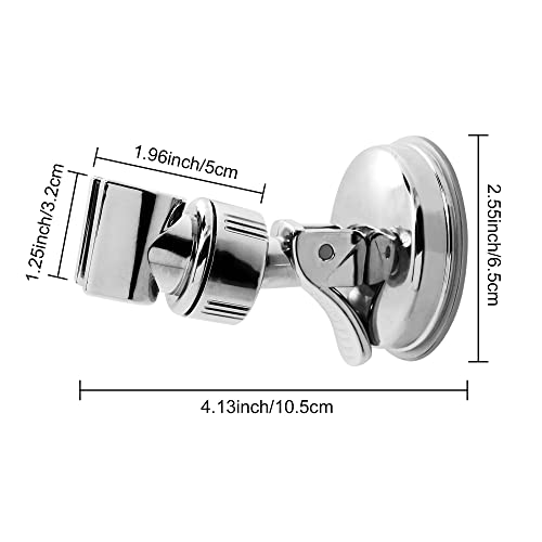 Shower Head Holder Suction Cup Shower Head Holder, Adjustable Height Wall Mount Shower Wand Holder Bracket ABS, Removable Handheld Shower Head Holder Silver (2 Pack)
