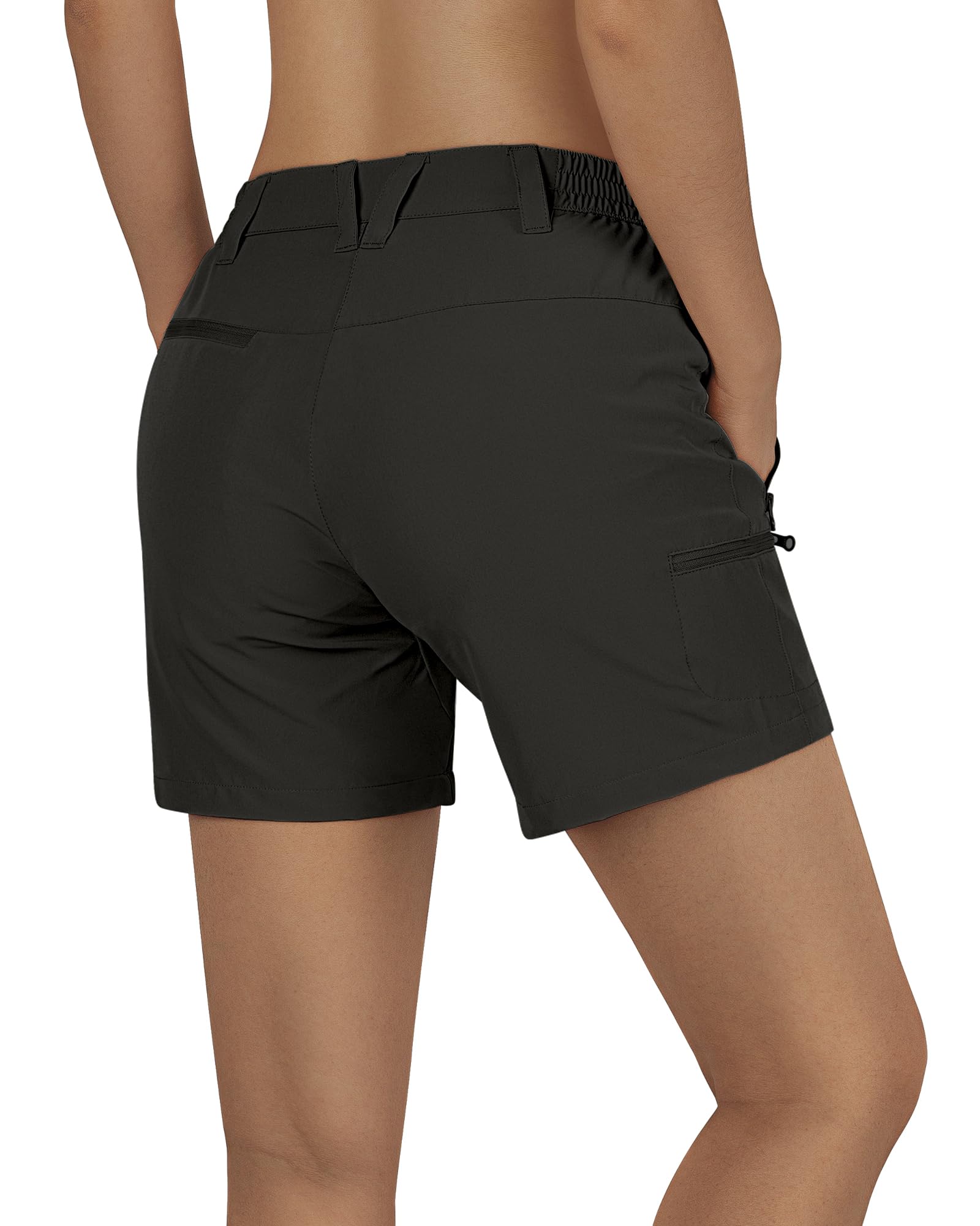 Outdoor Ventures Women's 5" Hiking Shorts Stretch Lightweight Golf Shorts Quick Dry UPF 50+ Cargo Short for Camping, Travel Black