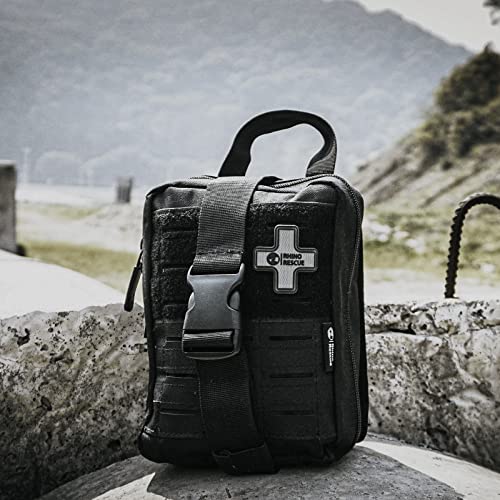 RHINO RESCUE IFAK First Aid Trauma Kit Molle Medical Pouch for Tactical Military Car Travel Hiking (Black)