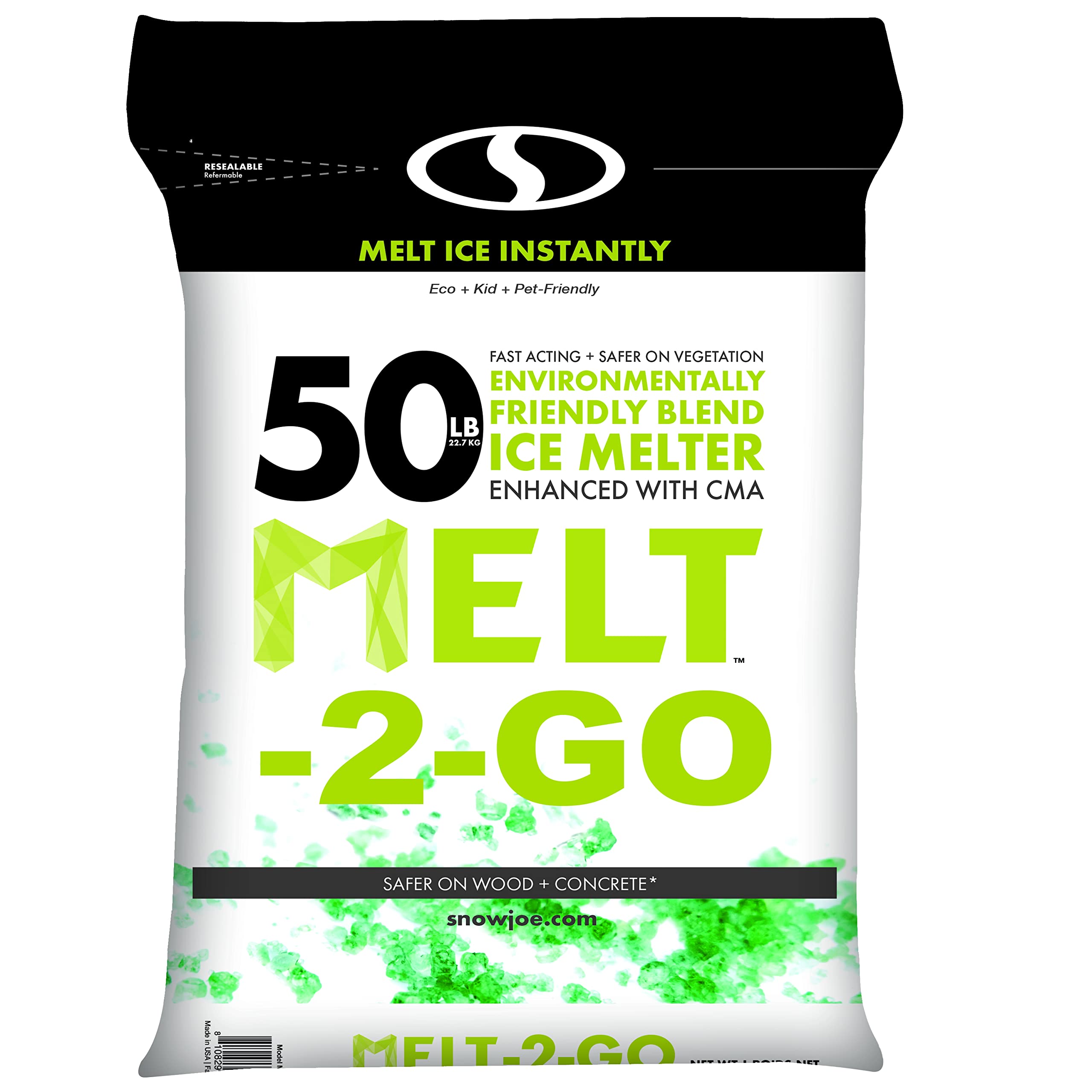 Snow Joe AZ-50-EB Melt-2-Go Nature + Pet Friendly CMA Blended Ice Melter, 50-lb Bag & Spot Spreader Hand Spreader Shaker for Seed, Salt, De-Icer, Ice Melt, Earth Food and Fertilizer - Up to 80 Oz